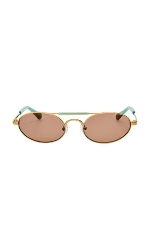 Dries Van Noten Aviator Frame Metal Sunglasses - Brown