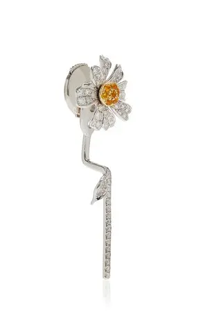 Yvonne Léon Daisy 9k White Gold Diamond And Citrine Single Earring