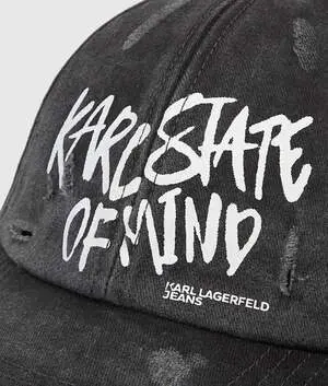 Karl Lagerfeld Washed Canvas Baseball Cap - Black