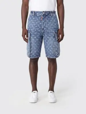 Dsquared2 Monogram Jacquard Denim Cargo Shorts - Navy