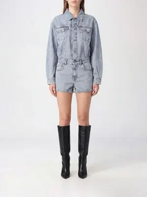 HAIKURE Cotton Denim Boilersuit With Collar And Long Sleeves - Grey
