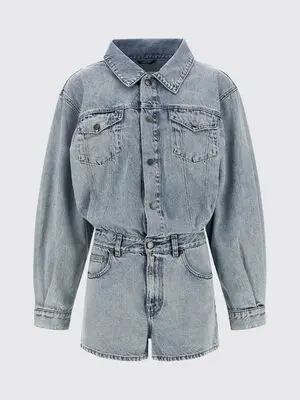 HAIKURE Cotton Denim Boilersuit With Collar And Long Sleeves