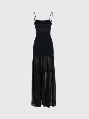 Hunza G Nancy Pleated Jersey Long Dress With A Square Neckline