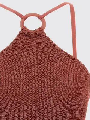 Hunza G Halterneck Crinkle One-piece Swimsuit With Ring Detail