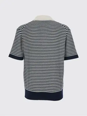 KANGRA Striped Short-sleeved Knit Polo Shirt In Silk And Cashmere