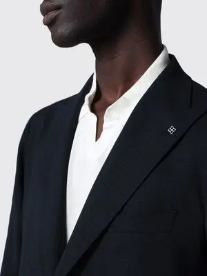 Tagliatore Slim Fit Single-breasted Virgin Wool Blazer With Peak Lapels - Blue