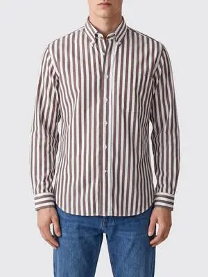 SEBAGO Striped Cotton Slim Fit Shirt With Button-down Collar - Brown