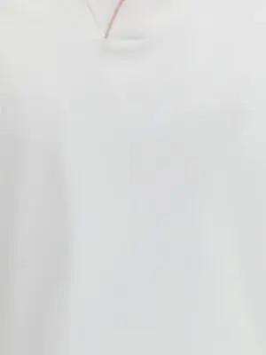 MOORER Short-sleeved V-neck Cotton Polo Shirt With Contrast Trims