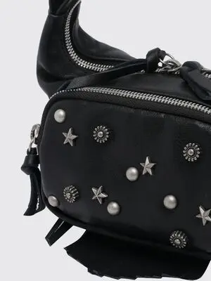 MARGESHERWOOD Mini Leather Hobo Bag With Studs, Fringes And Star Embroidery