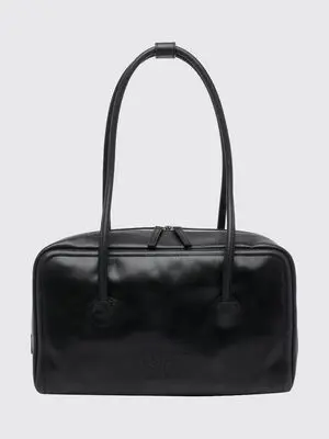 MARGESHERWOOD Boston Smooth Calfskin Leather Shoulder Bag With Double Handle - Black