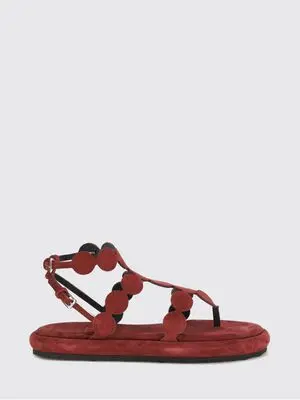 Pierre Hardy Suede Thong Sandals With Ankle Strap - Red