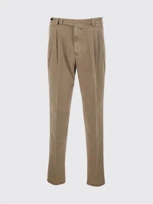 PT TORINO Slim Fit Cotton Chino Trousers With Off-center Closure - Brown
