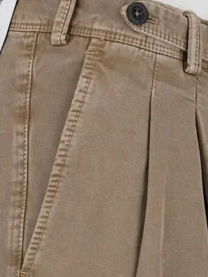 PT TORINO Slim Fit Cotton Chino Trousers With Off-center Closure - Brown