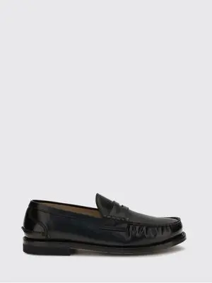 Premiata Classic Calfskin Leather Loafers With Saddle Strap - Black