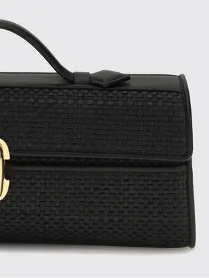 Savette Woven Leather Clutch With A Metallic Mechanism Closure