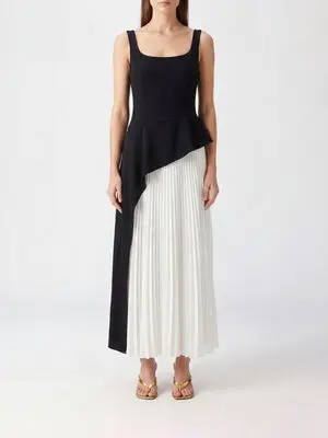 Simkhai Zayla Pleated Cady Midi Evening Dress With Thin Straps