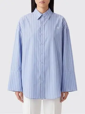 ROTATE BY BIRGER CHRISTENSEN Oversized Striped Cotton Shirt With Embroidered Logo And Dropped Shoulders