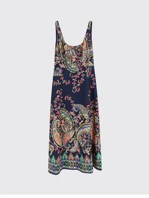 Etro Paisley Print Crêpe Midi Dress With A Tie-waist Sash Belt