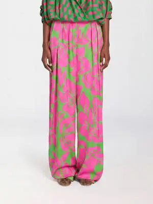 Dries Van Noten High-waisted Floral Print Satin Palazzo Trousers