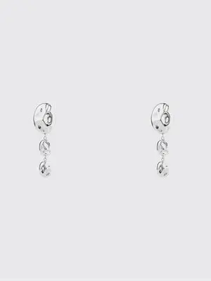 Federica Tosi Stone Oval Dangle Earrings In Chrome-plated Bronze - Grey