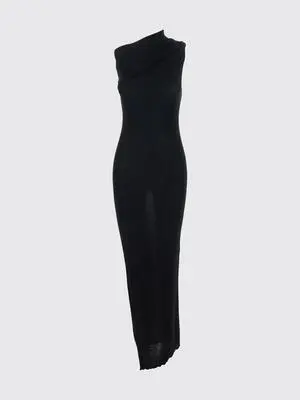 Rick Owens One-shoulder Asymmetric Wool Knit Midi Dress With Slim Fit - Black