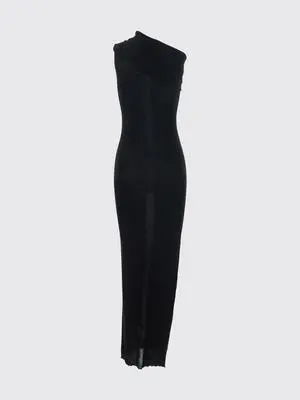 Rick Owens One-shoulder Asymmetric Wool Knit Midi Dress With Slim Fit - Black