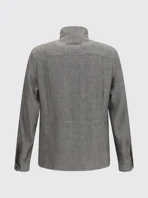 Zegna Lightweight Linen Cashmere Jacket With High Neck