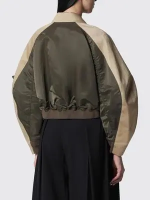 Sacai Cropped Nylon Bomber Jacket With Balloon Sleeves