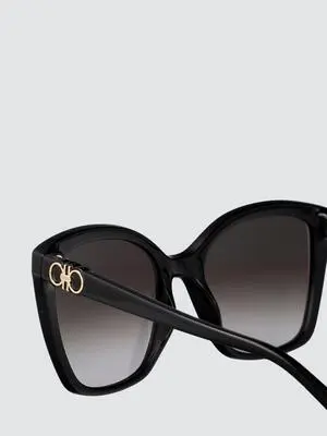 FERRAGAMO Cat Eye Acetate Sunglasses With Gancini Detail