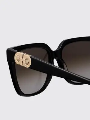 FERRAGAMO Rectangular Cat-eye Acetate Sunglasses With Gancini Logo - Black