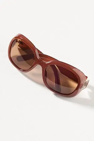 I-SEA Oversized Wrapped Circle Sunglasses - Rust