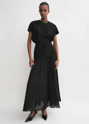 TOTEME Slouch Waist Crinkled Top - Black