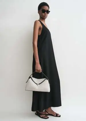 TOTEME T-lock Canvas Top Handle Ecru/black