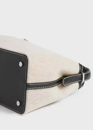 TOTEME T-lock Canvas Top Handle Ecru/black