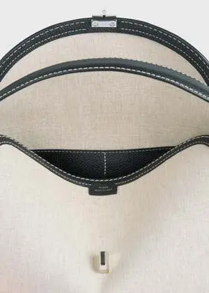 TOTEME T-lock Canvas Top Handle Ecru/black
