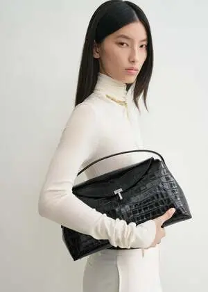TOTEME T-lock Croco-embossed Top Handle