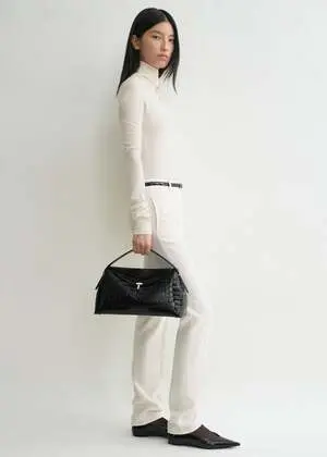 TOTEME T-lock Croco-embossed Top Handle