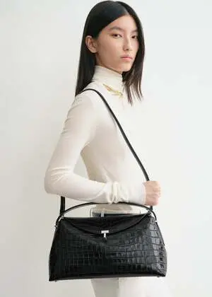TOTEME T-lock Croco-embossed Top Handle