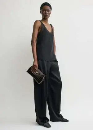 TOTEME T-lock Croc-embossed Clutch - Dark Brown