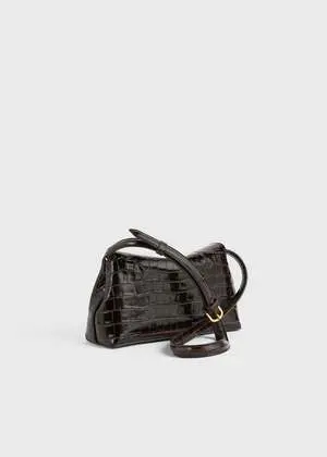 TOTEME T-lock Croc-embossed Clutch - Dark Brown