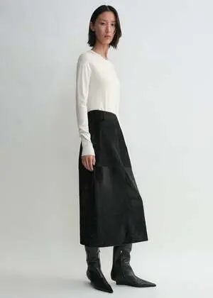 TOTEME Pony Hair-effect Calf Leather Midi Skirt