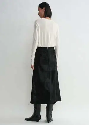 TOTEME Pony Hair-effect Calf Leather Midi Skirt