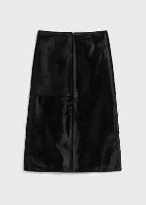 TOTEME Pony Hair-effect Calf Leather Midi Skirt