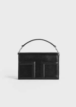 TOTEME Mini T-flap Lizard-embossed Bag - Black