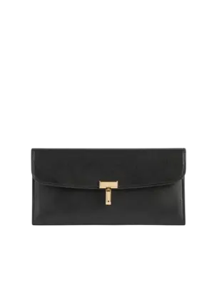 TOTEME T-lock Leather Wallet - Black
