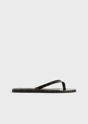 TOTEME Croco-embossed Flip Flops - Dark Brown