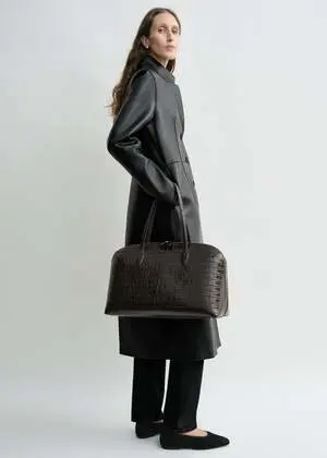 TOTEME Croc-effect Leather Tote - Dark Chocolate