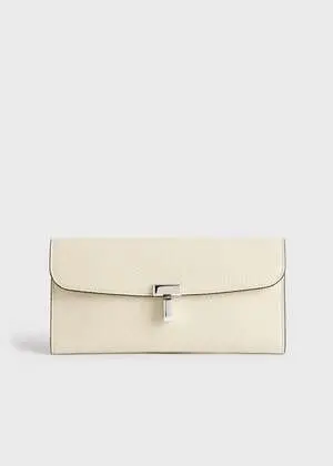 TOTEME T-lock Grained-leather Wallet - Milk