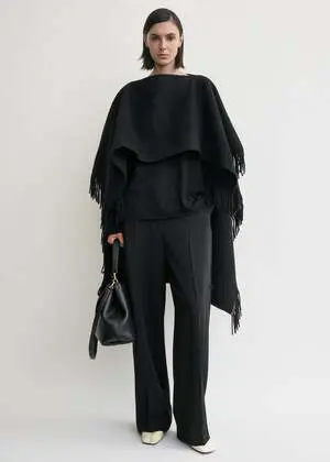 TOTEME Fringed Poncho - Black