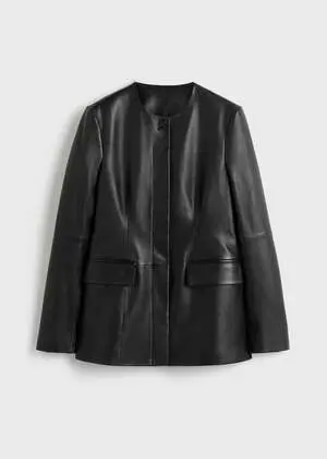 TOTEME Collarless Leather Jacket